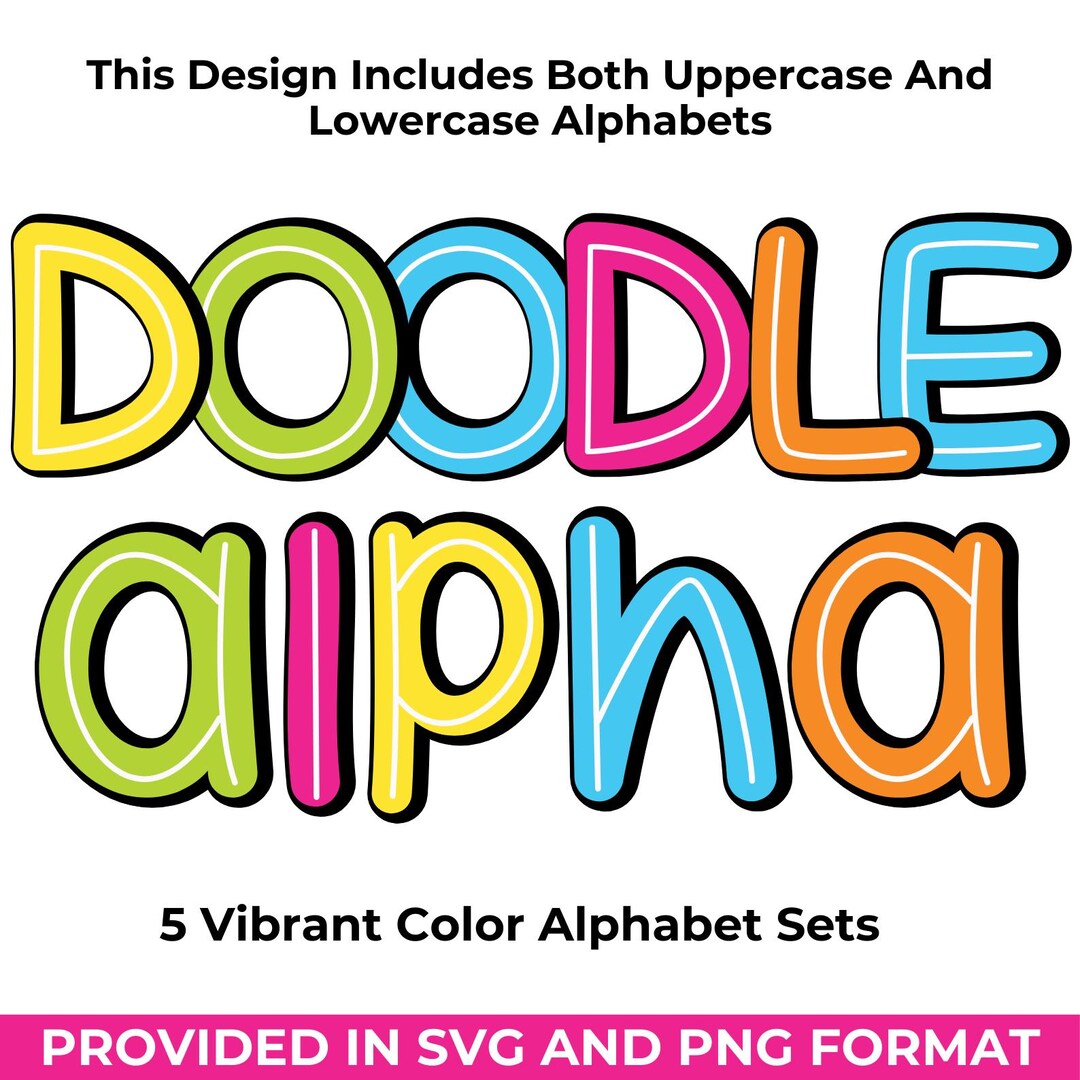 Retro Doodle Letter, Doodle Alphabet Svg Design, Doodle Sublimation ...