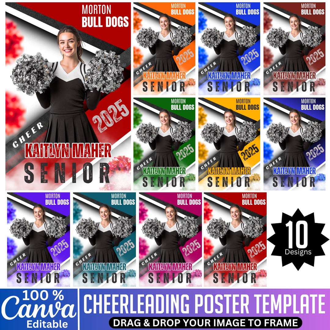 10 Cheerleading Poster Template, Editable Canva Template, Senior Night ...