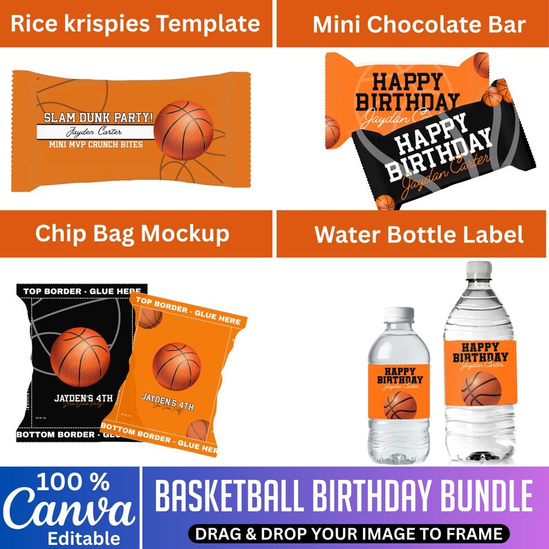Basketball Birthday Party Bundle, Basketball Themed Party Canva ...