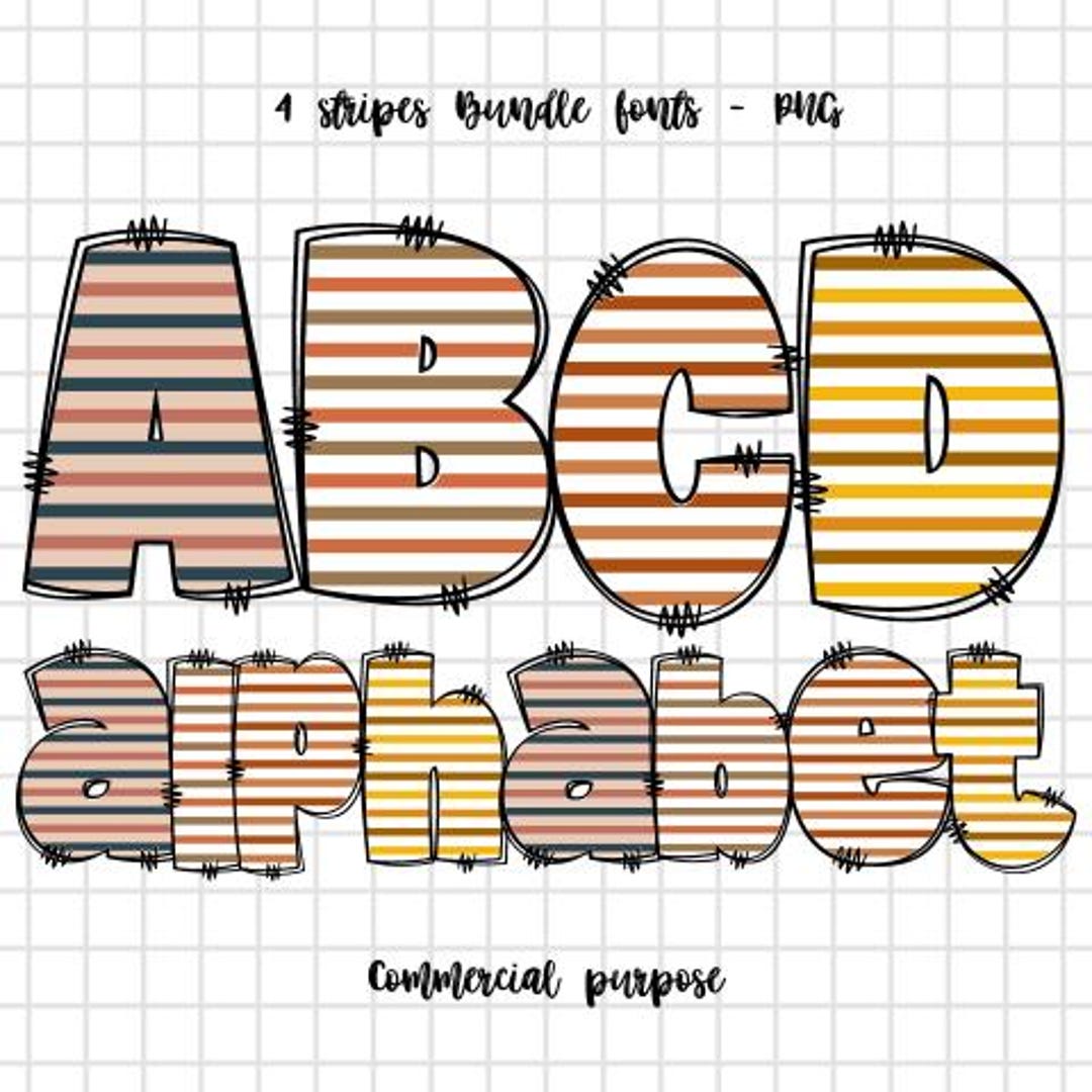 Stripes Pattern Alphabet Clipart, Stylish Sublimation Alphabet ...