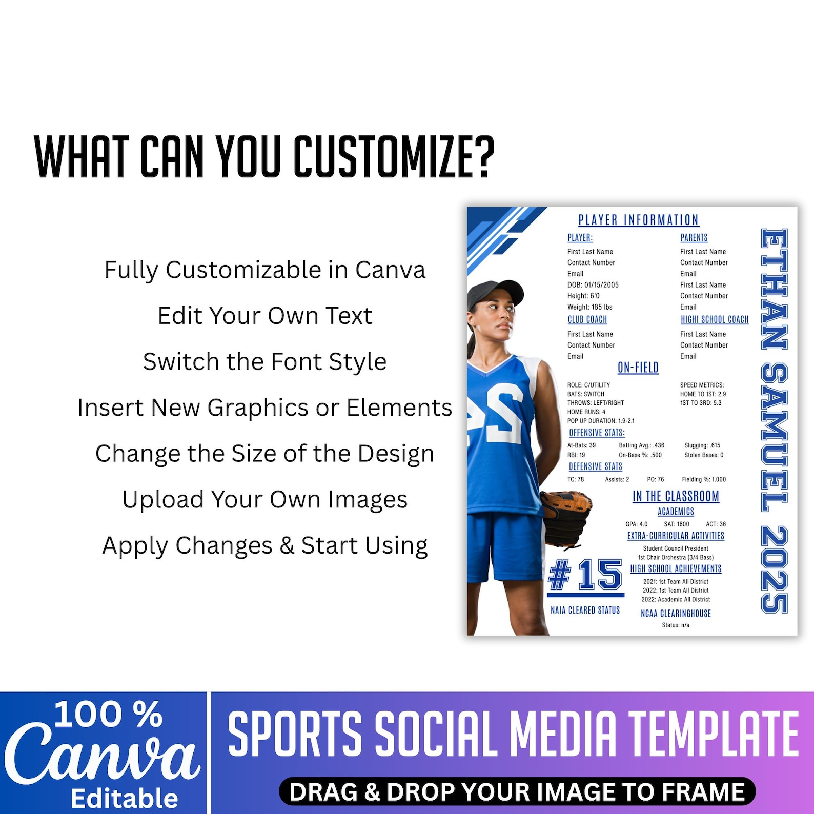 05 Sports Profile Sheet Template, Editable Individual Profile Sheet ...
