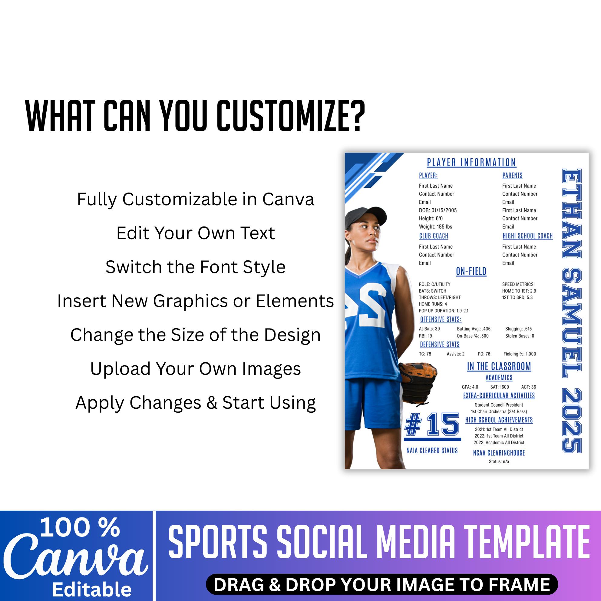 05 Sports Profile Sheet Template, Editable Individual Profile Sheet ...