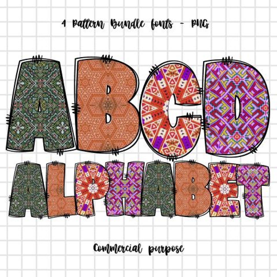 Pattern Alphabet Clipart, Stylish Sublimation Letters, Decorative ...