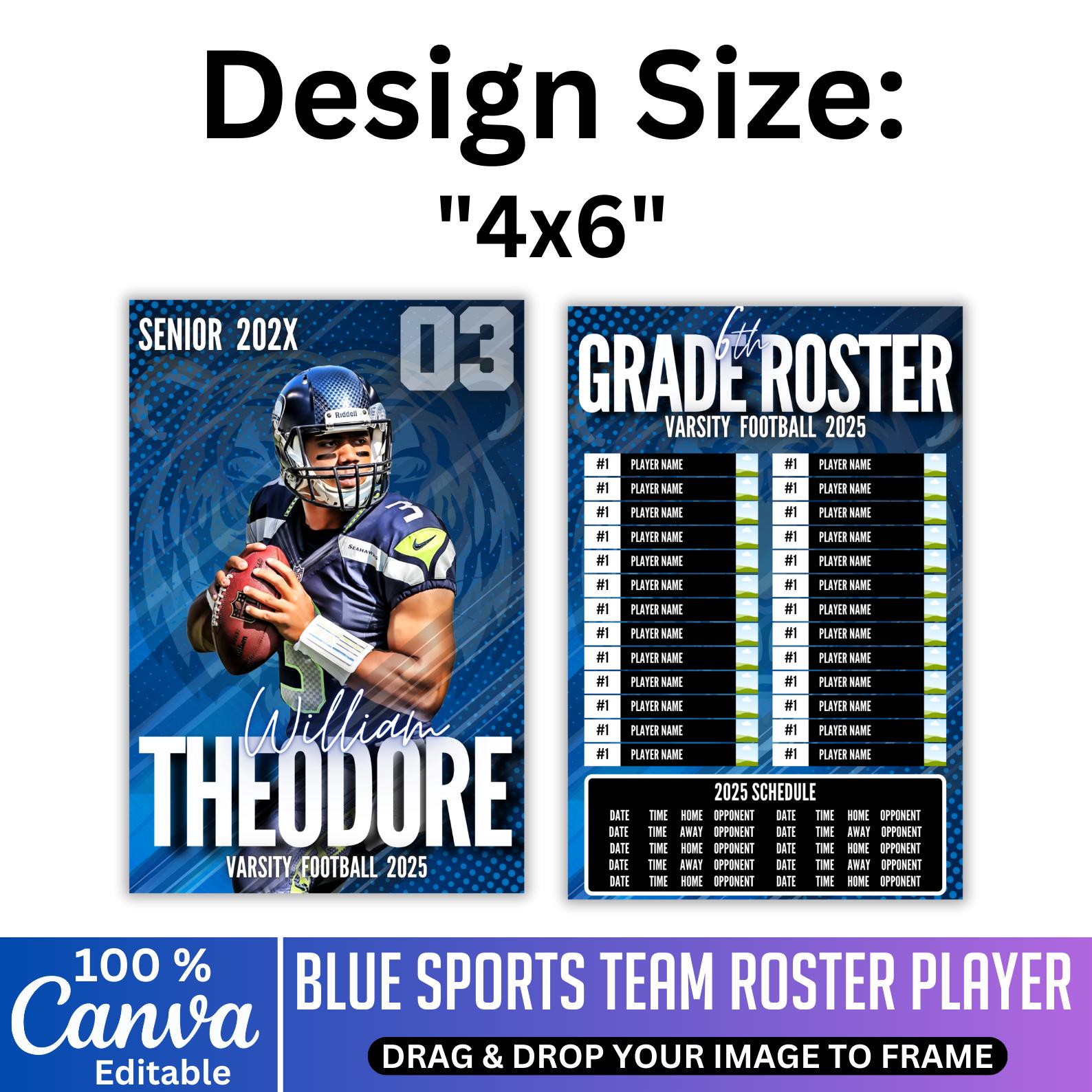 Sports Team Roster Canva Template, Editable Team Roster Card, Team ...