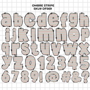 Stripes Pattern Alphabet Clipart, Minimalist Striped Letters, Stylish ...