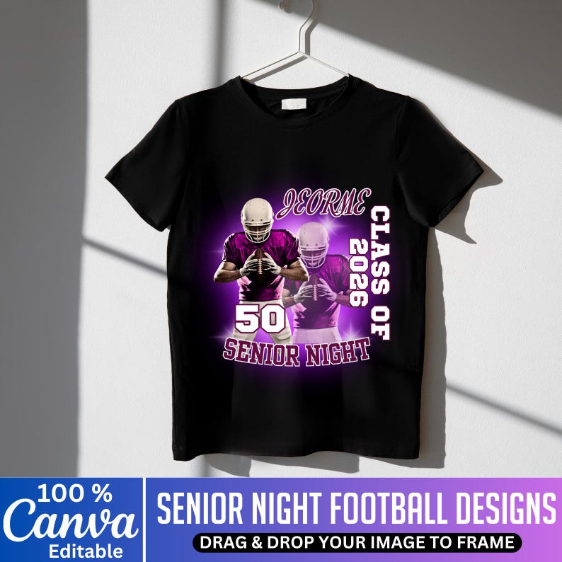 Senior Night Football Shirt Template, Canva Editable Mascot Football T ...