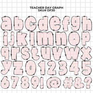 School Teacher Doodle Alphabet Bundle, Teacher PNG Letters, Numbers ...
