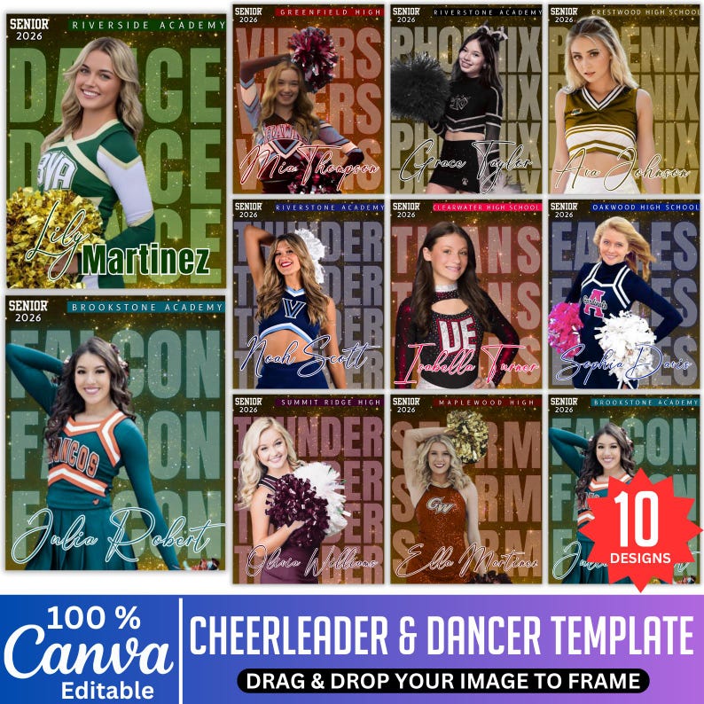 Cheerleader & Dancer Canva Editable Template, Cheerleading Banners ...