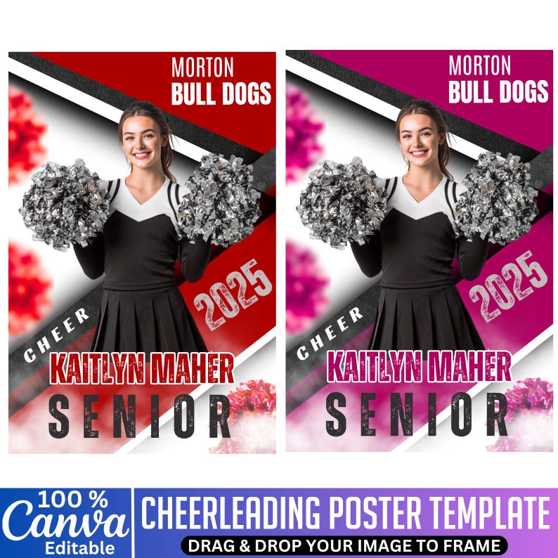 10 Cheerleading Poster Template, Editable Canva Template, Senior Night ...