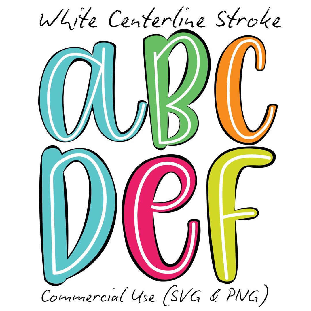 Centerline Letters PNG Bundle, 6 Alpha Sets, Marquee Letters Svg ...