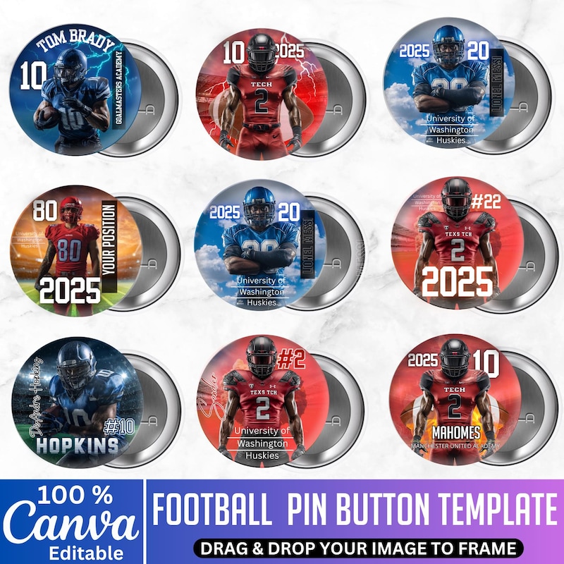 Football Buttons Canva - Etsy