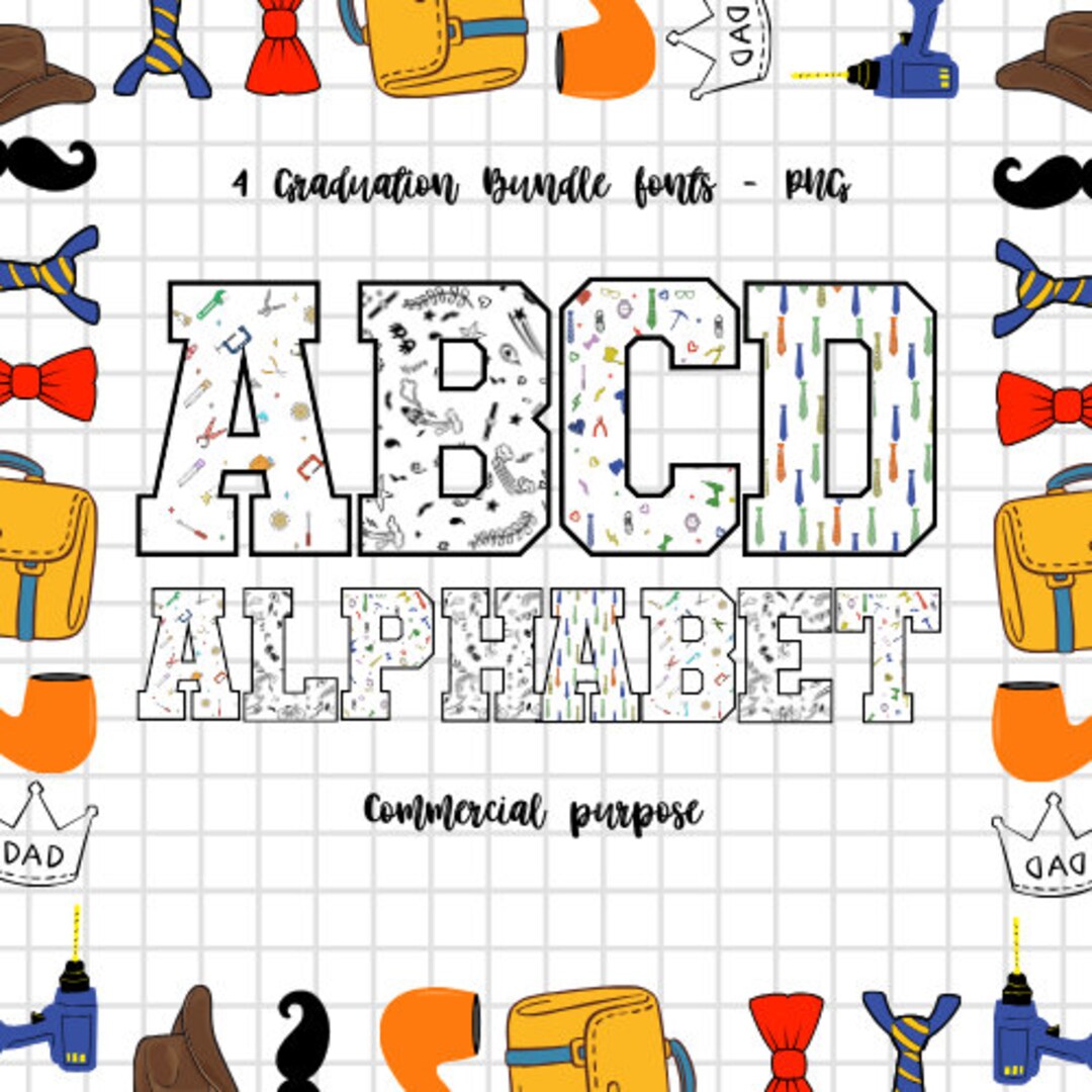 Fathers Day Font Png Bundle, Tool Letters, Alphabet Png, Custom Daddy ...