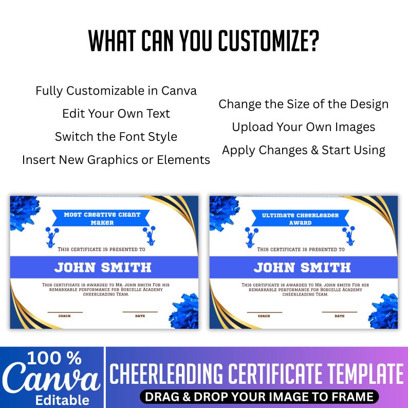 50 Cheerleading Certificates Template, Cheerleading Awards Canva ...
