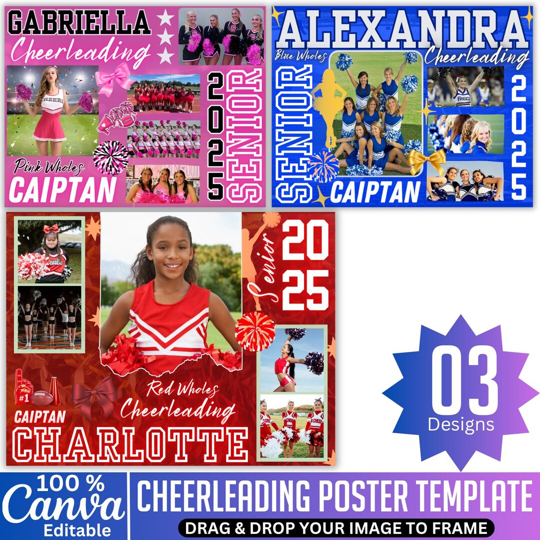 03 Cheerleading Poster Canva Template, Editable Cheer Senior Night ...