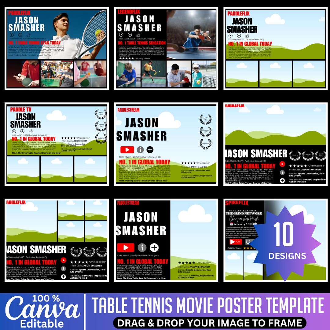 10 Editable Table Tennis Flix Movie Poster Template, Sports Movie Album ...