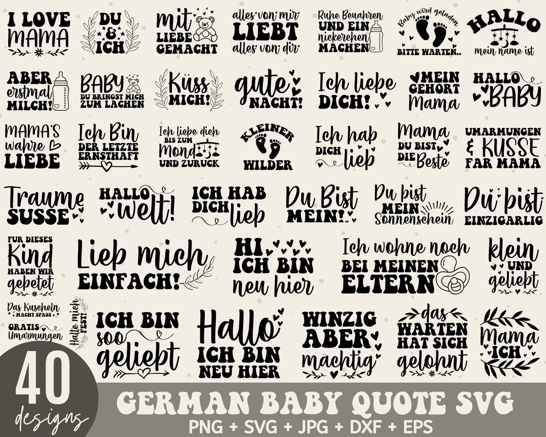 Deutsch Baby Zitat Plotterdatei Svg Bundle Baby Meilenstein - Etsy