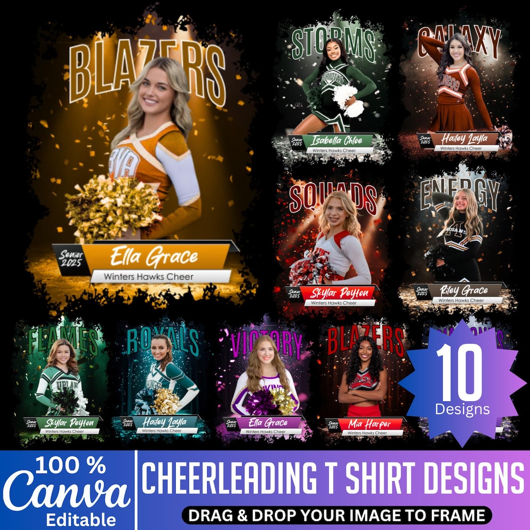 Cheerleading T Shirts Design, Cheerleading Game Day Canva Editable ...