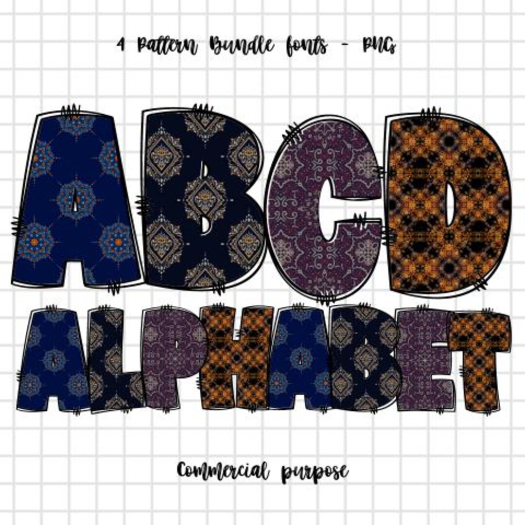 Pattern Alphabet Clipart, Stylish Sublimation Letters, Decorative ...