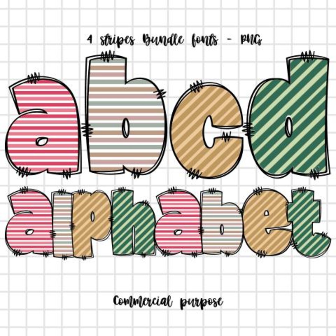 Stripes Pattern Alphabet Clipart, Minimalist Striped Letters, Stylish ...