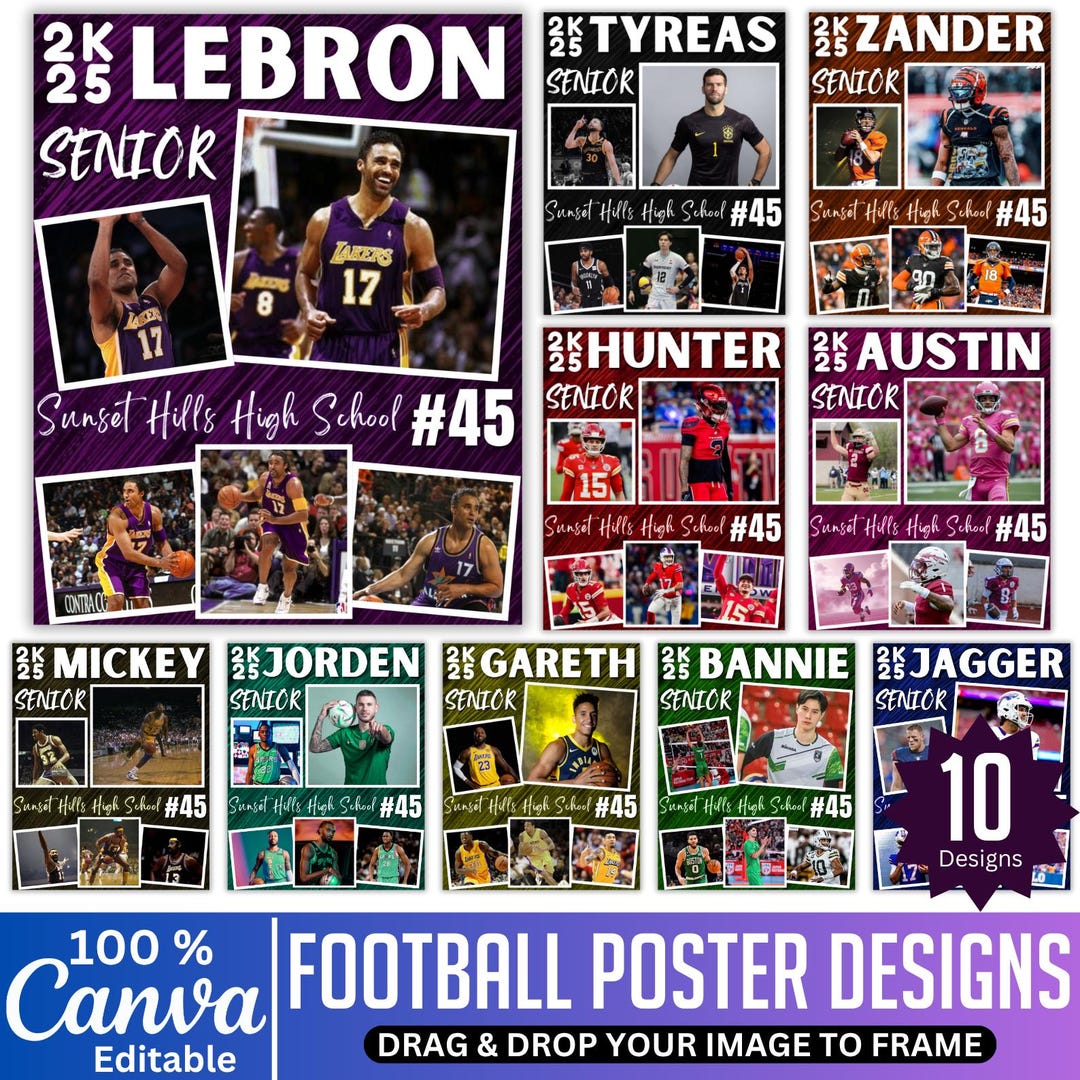 Football Poster Designs Editable Canva Template, Sports Background ...