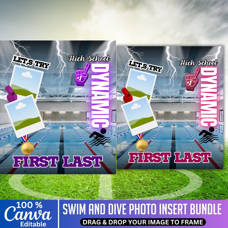 Swim and Dive Poster Bundle Template, Custom Photo Insert Dive Banner ...