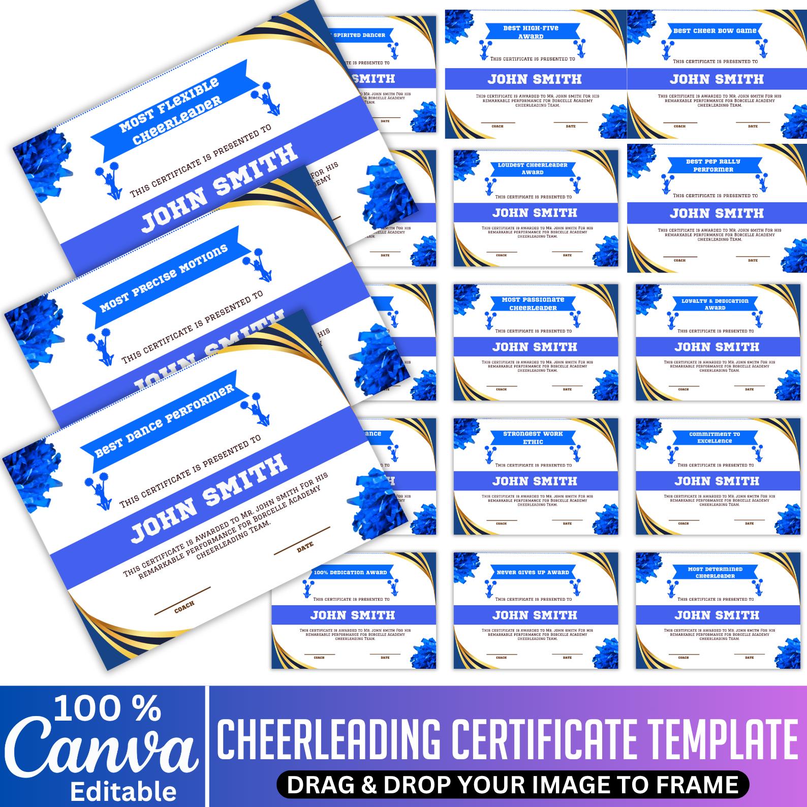 50 Cheerleading Certificates Template, Cheerleading Awards Canva ...