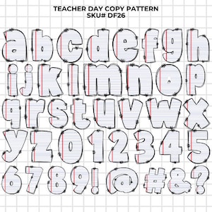 School Teacher Doodle Alphabet Bundle, Teacher PNG Letters, Numbers ...