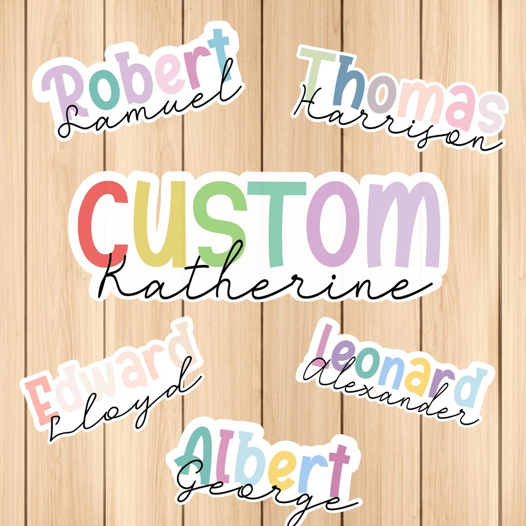 Custom Name Sticker, Personalized Name Sticker, Retro Custom Sticker ...