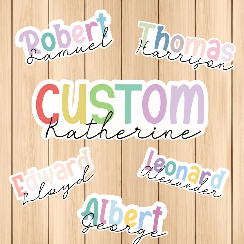 Custom Name Sticker, Personalized Name Sticker, Retro Custom Sticker ...