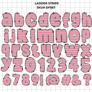Stripes Pattern Alphabet Clipart, Minimalist Striped Letters, Stylish ...