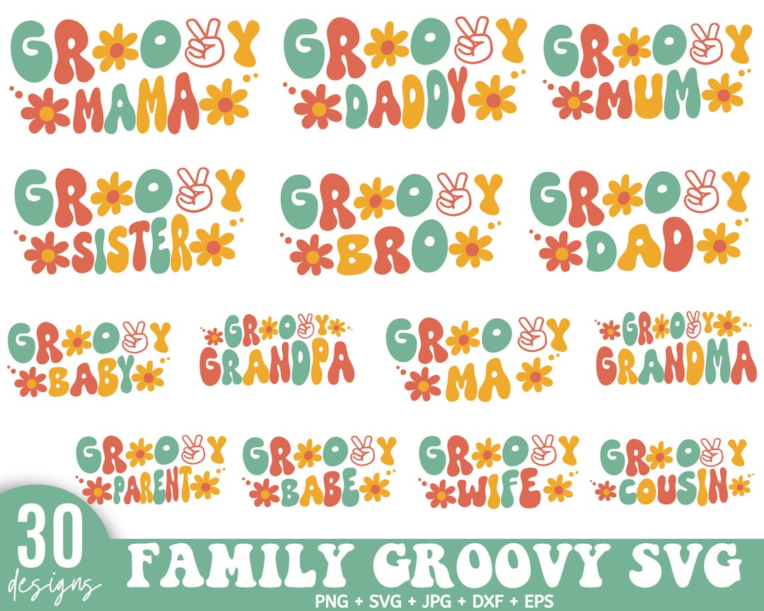 30 Groovy Family SVG Bundle, Retro Family Svg, Groovy Birthday ...