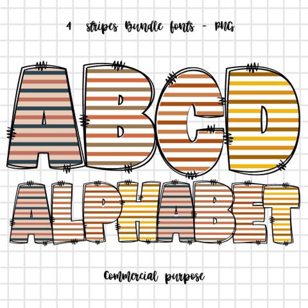 Stripes Pattern Alphabet Clipart, Minimalist Striped Letters, Stylish ...