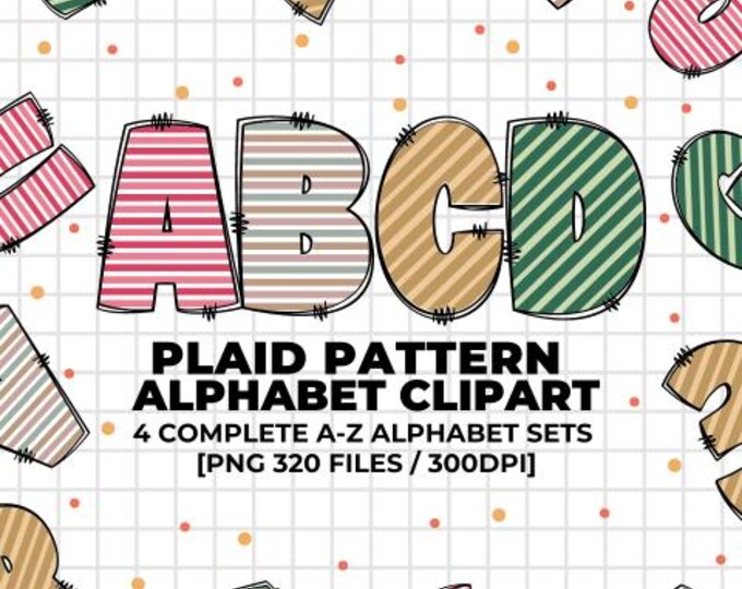 Thin Striped Alphabet Bundle, Hand Drawn Alphabet SVG/PNG Bundle, PNG ...