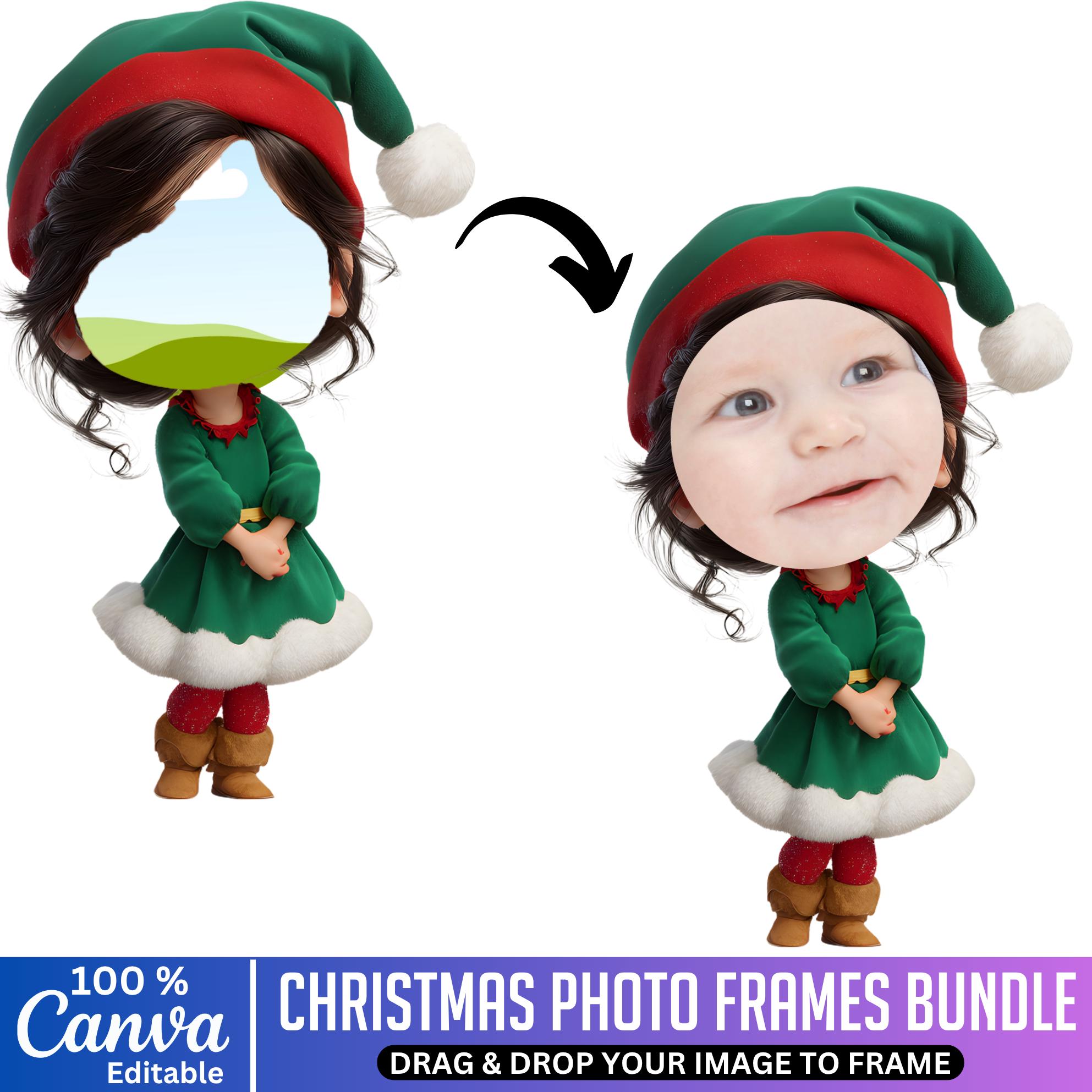 37 Christmas Photo Frames Bundle, Santa, Gingerbread Face, Elf Face ...