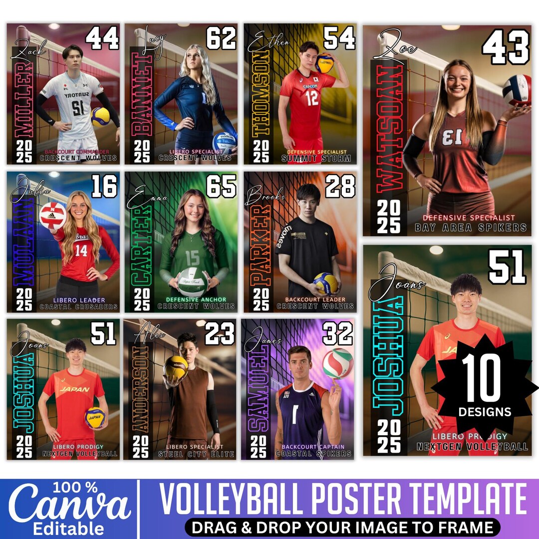 10 Volleyball Net Canva Editable Template, Volleyball Senior Night ...