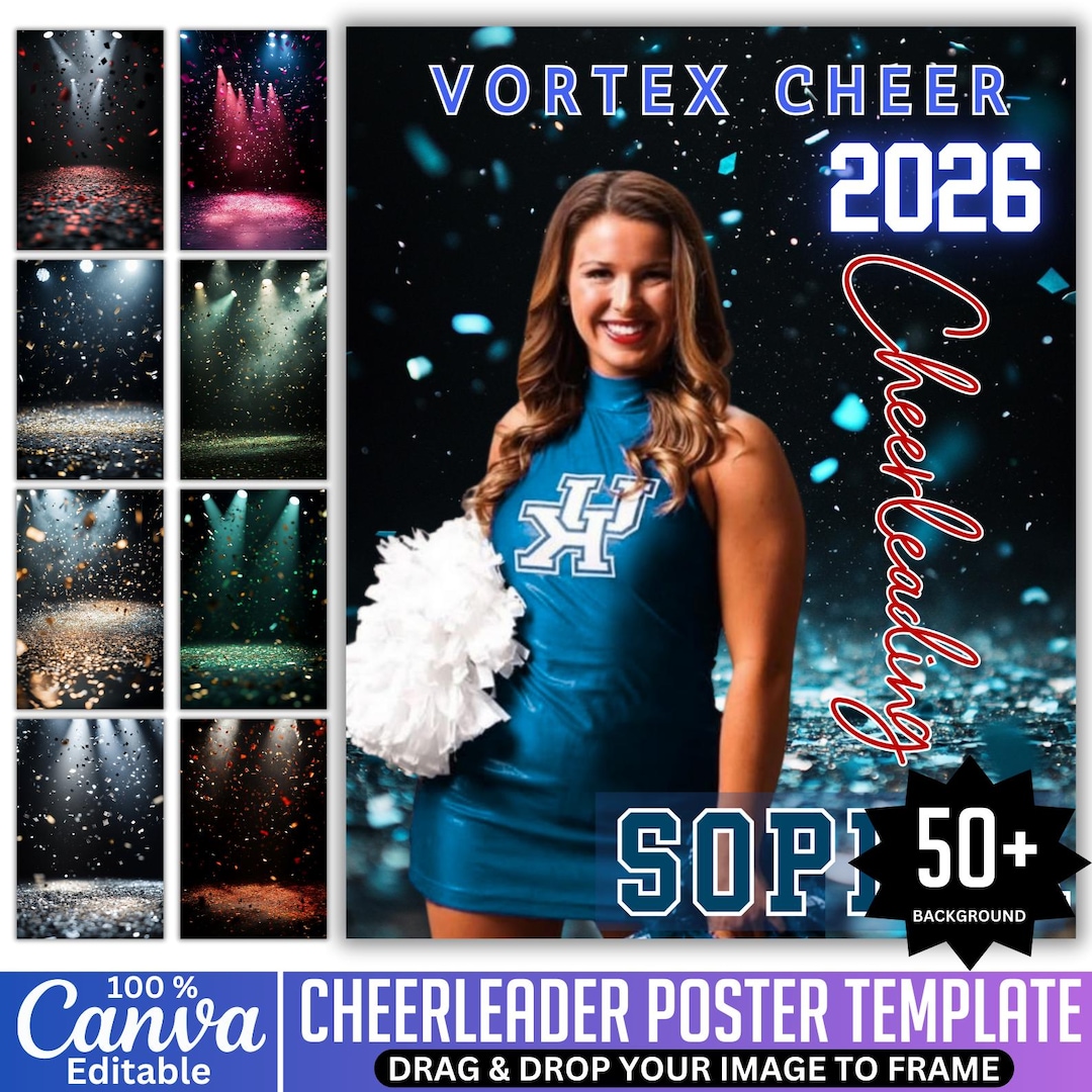 Cheerleader Poster Canva Editable Template, Custom Cheer Digital ...