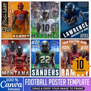 10 Football Poster Editable Canva Template, Senior Night Banners ...