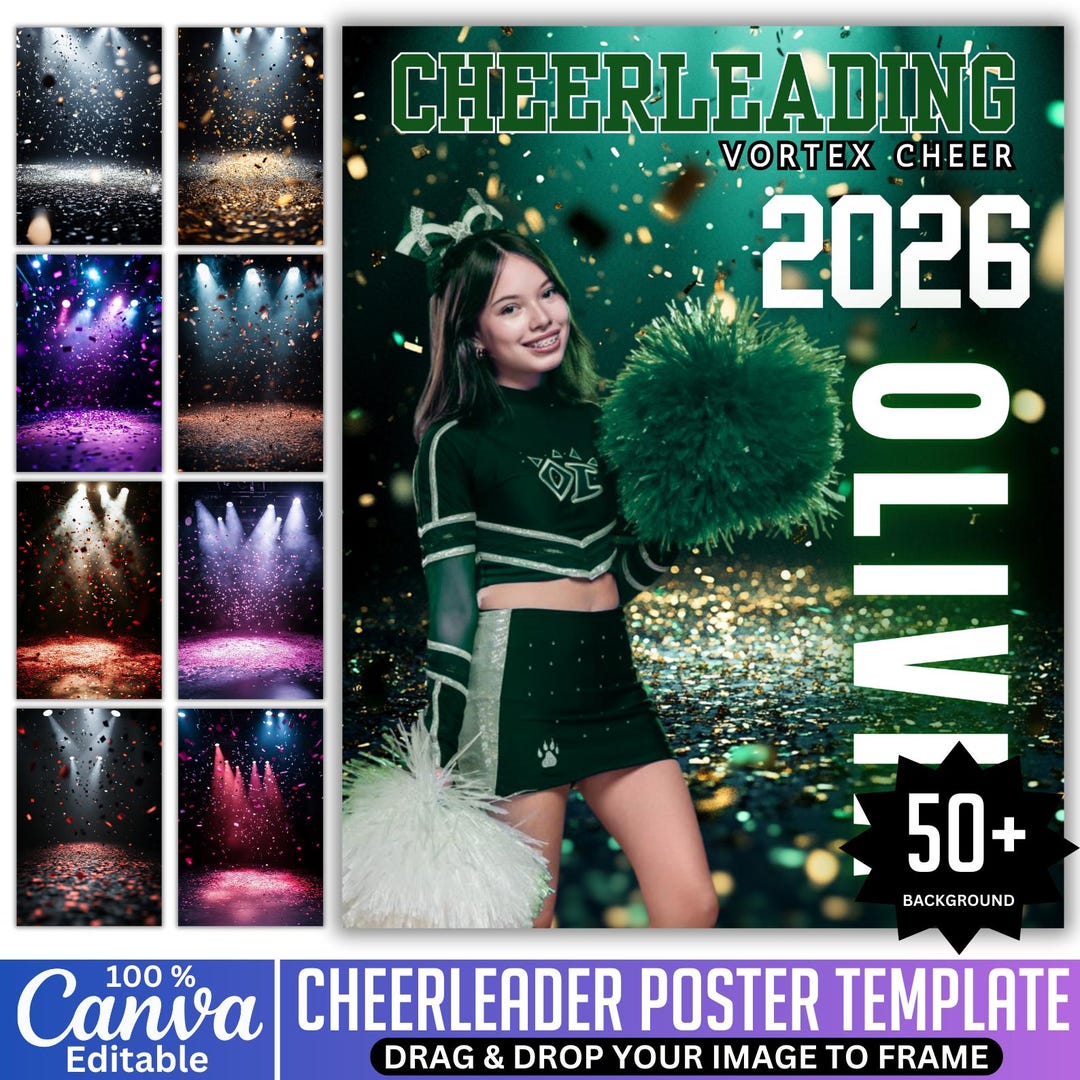 Custom Cheer Digital Background, Senior Cheer Team Poster, Cheerleader ...