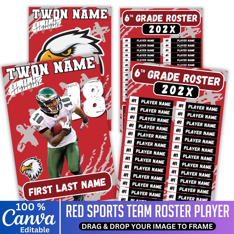 Sports Team Roster Canva Template, Editable Team Roster Card, Team ...