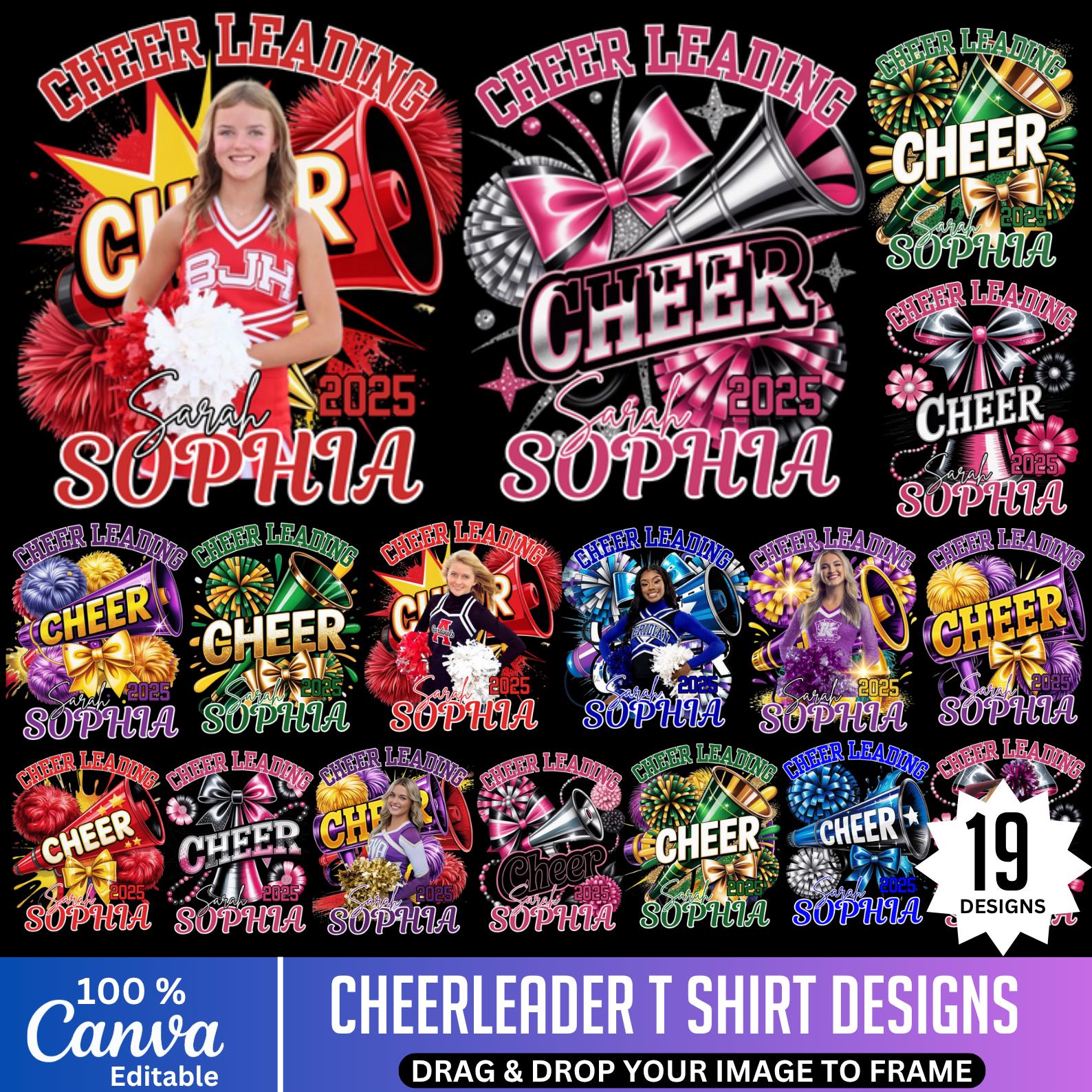 19 Cheerleader T Shirt Design, Canva Editable Template, Cheerleader ...