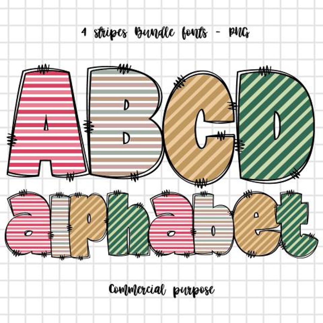 Stripes Pattern Alphabet Clipart, Stylish Sublimation Alphabet ...