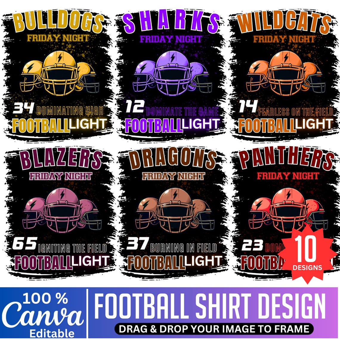 10 Custom Football Shirt Designs, Canva Editable Gameday T Shirt ...