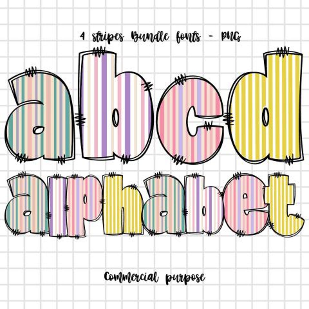 Stripes Pattern Alphabet Clipart, Minimalist Striped Letters, Stylish ...