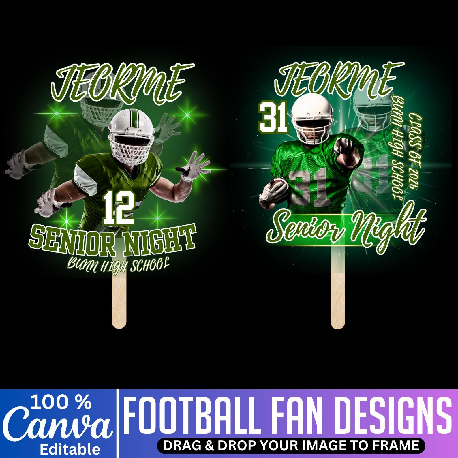 10 Senior Night Football Fan Template Bundle, Game Day Football Fan ...
