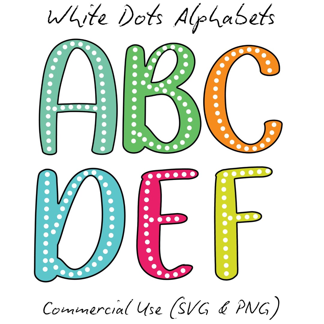Polka Dots Alphabets PNG Bundle, Bright Colors Palette, Polka Dot ...