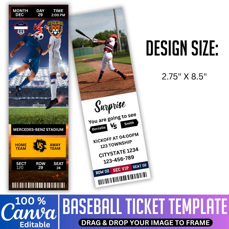 Editable Baseball Ticket Template, Custom Fake Baseball Ticket Template ...