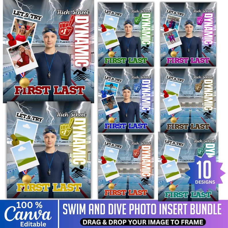 Swim and Dive Poster Bundle Template, Custom Photo Insert Dive Banner ...