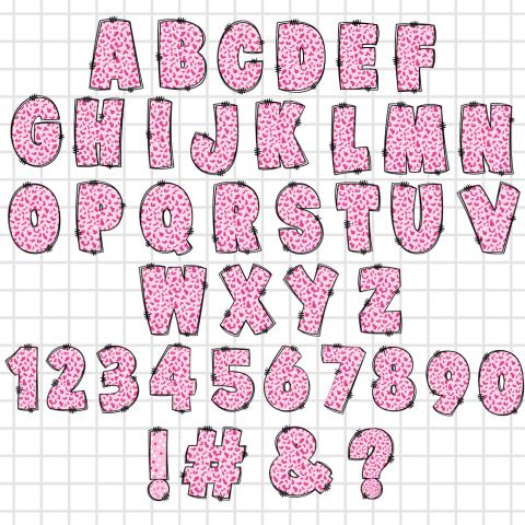 Breast Cancer Awareness Alphabet Png, Breast Cancer Doodle Letters, 4 ...