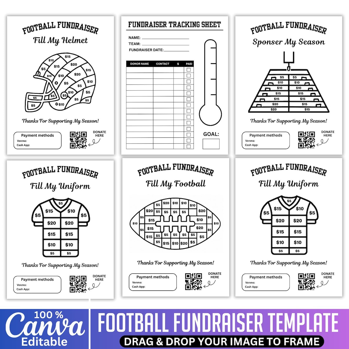 Football Fundraiser Canva Template, Football Pick a Date Calendar ...