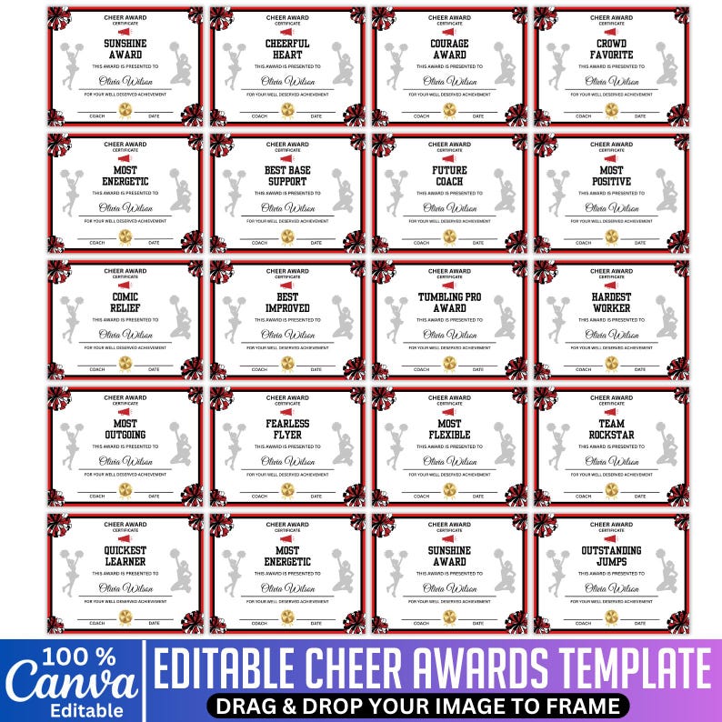 30 Cheerleading Certificates Template, Cheerleading Awards Canva ...